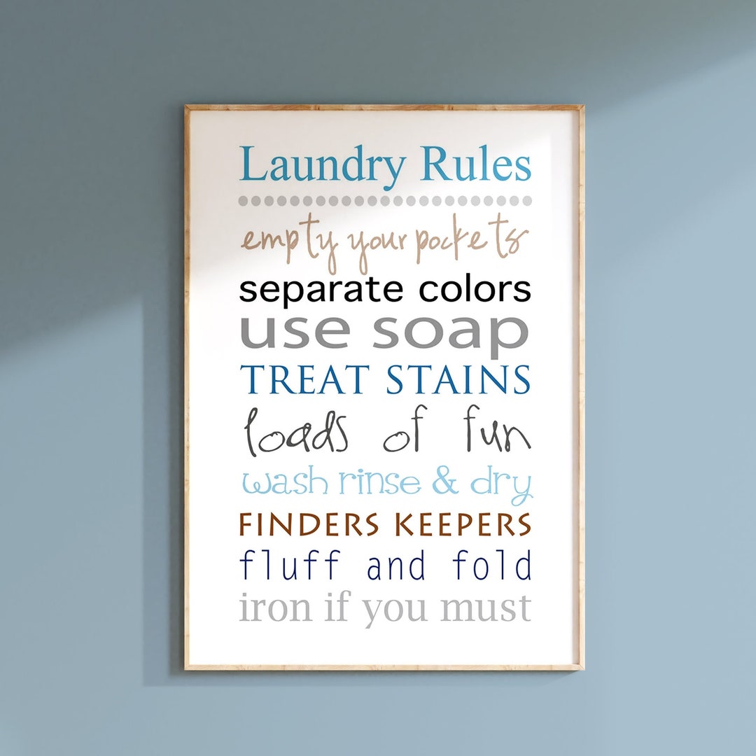 Laundry Rules, Laundry Room Print, Laundry Room Decor, Laundry Room ...