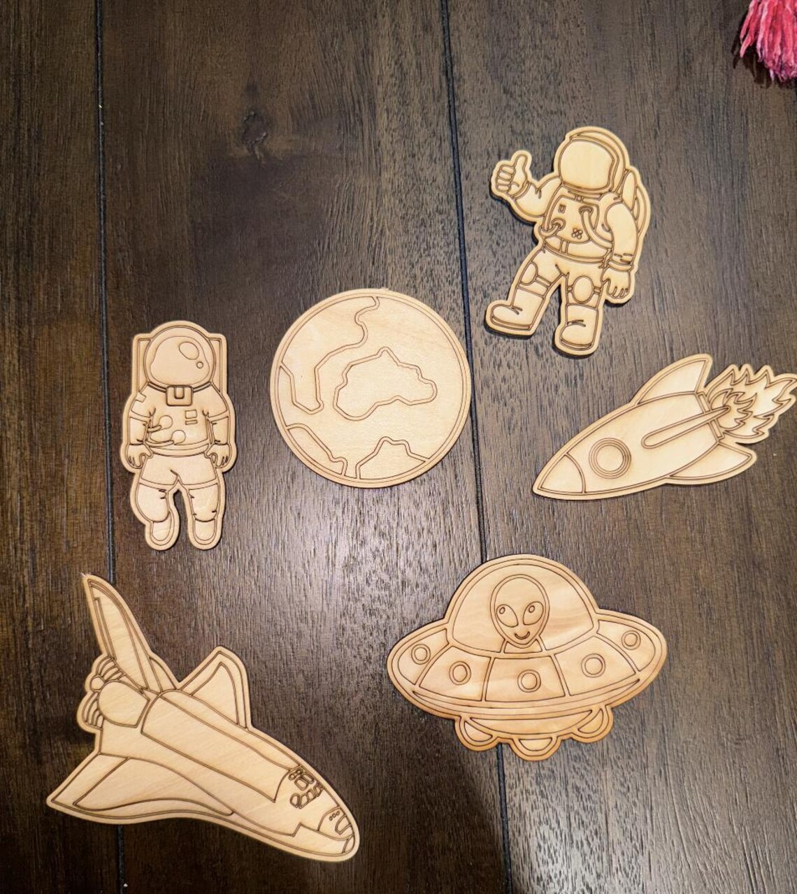 Wooden Paintable Space-themed Cutouts | DIY Craft Kit for Kids | Wooden ...