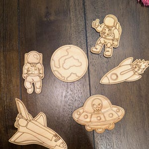 Wooden Paintable Space-themed Cutouts | DIY Craft Kit for Kids | Wooden ...
