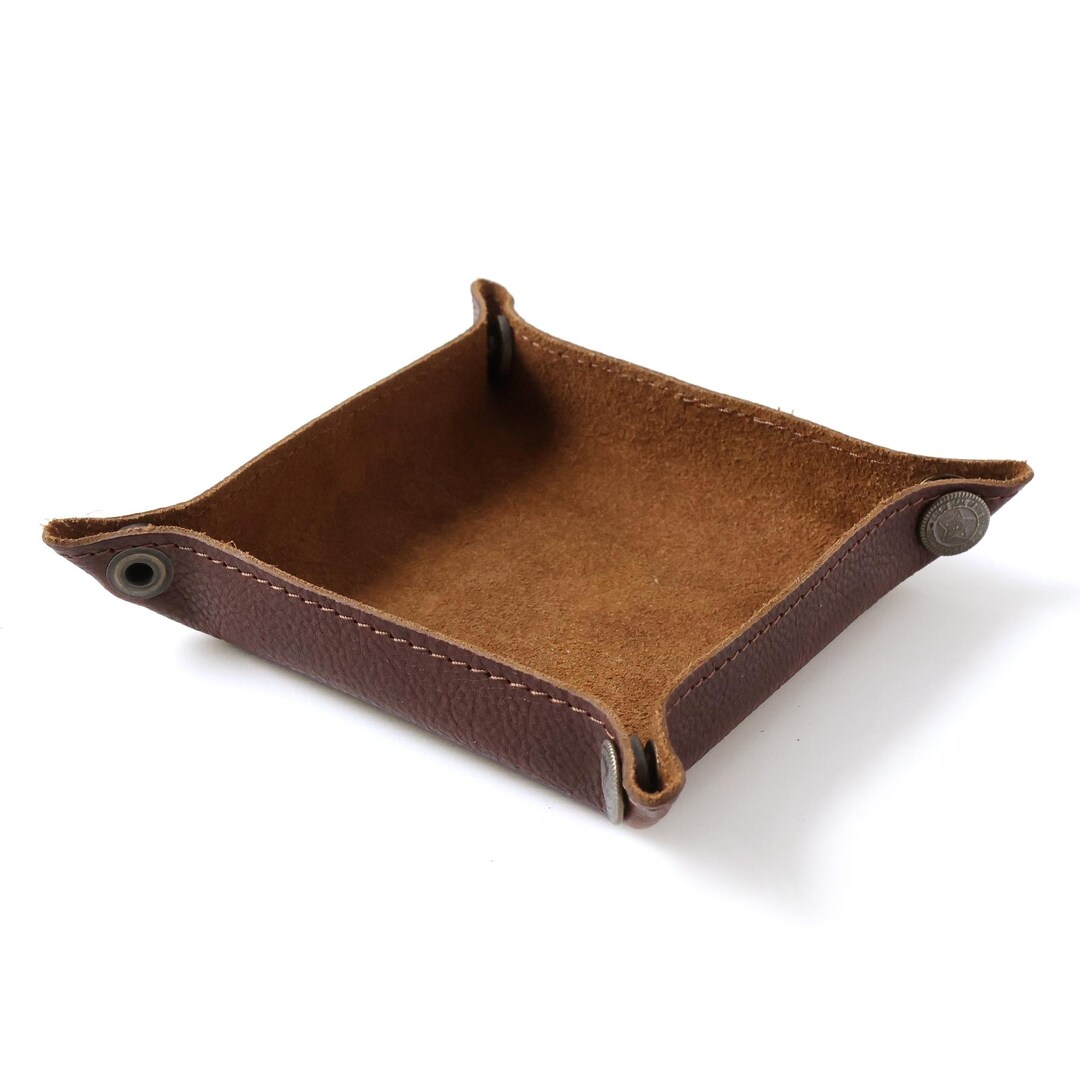 Leather Valet Tray: Brown Desk Organizer for Keys, Wallet, Phone - Etsy