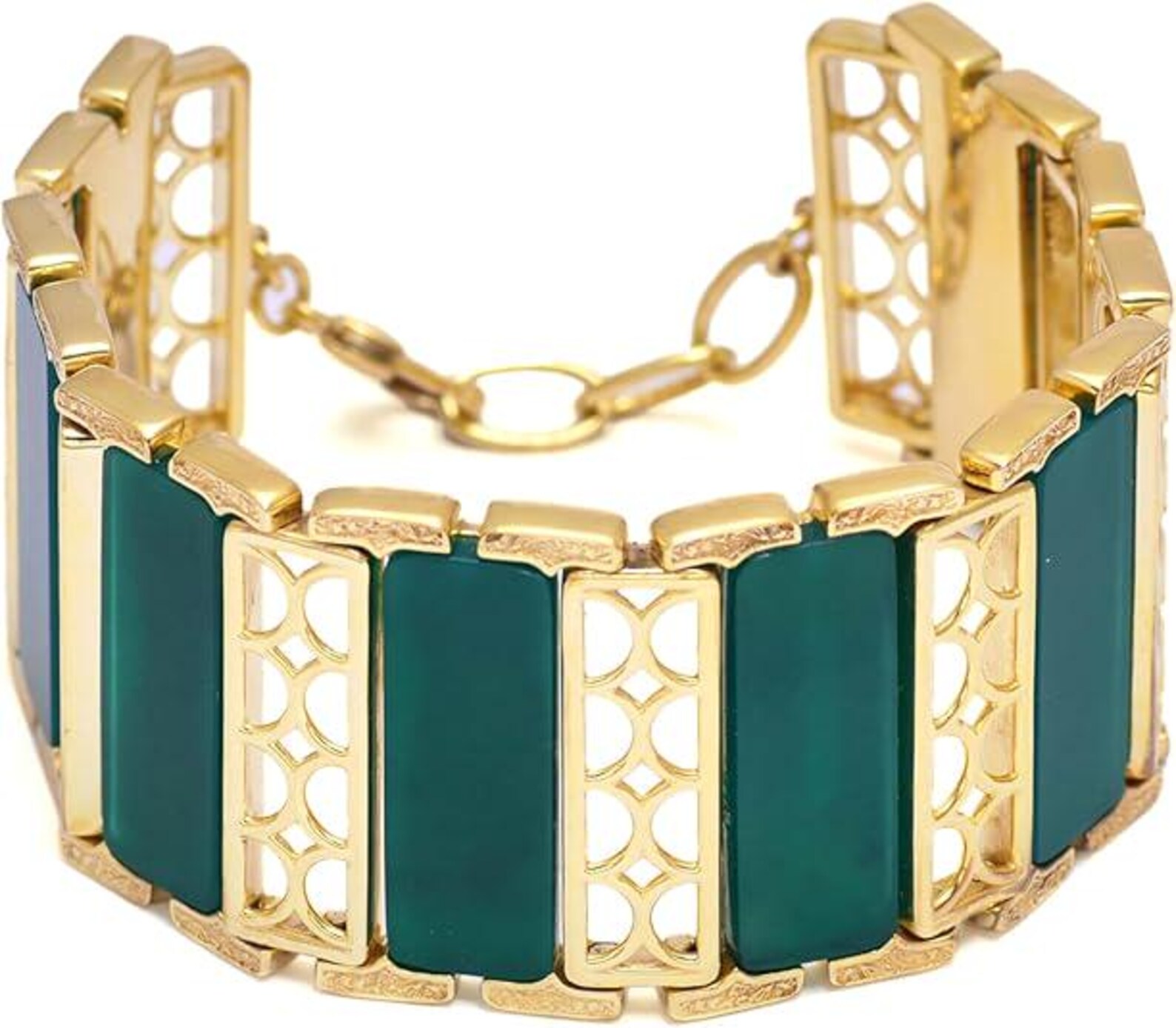Huar Women's Wedding Bridal Crystal Rectangle Stone Wide Bangle ...