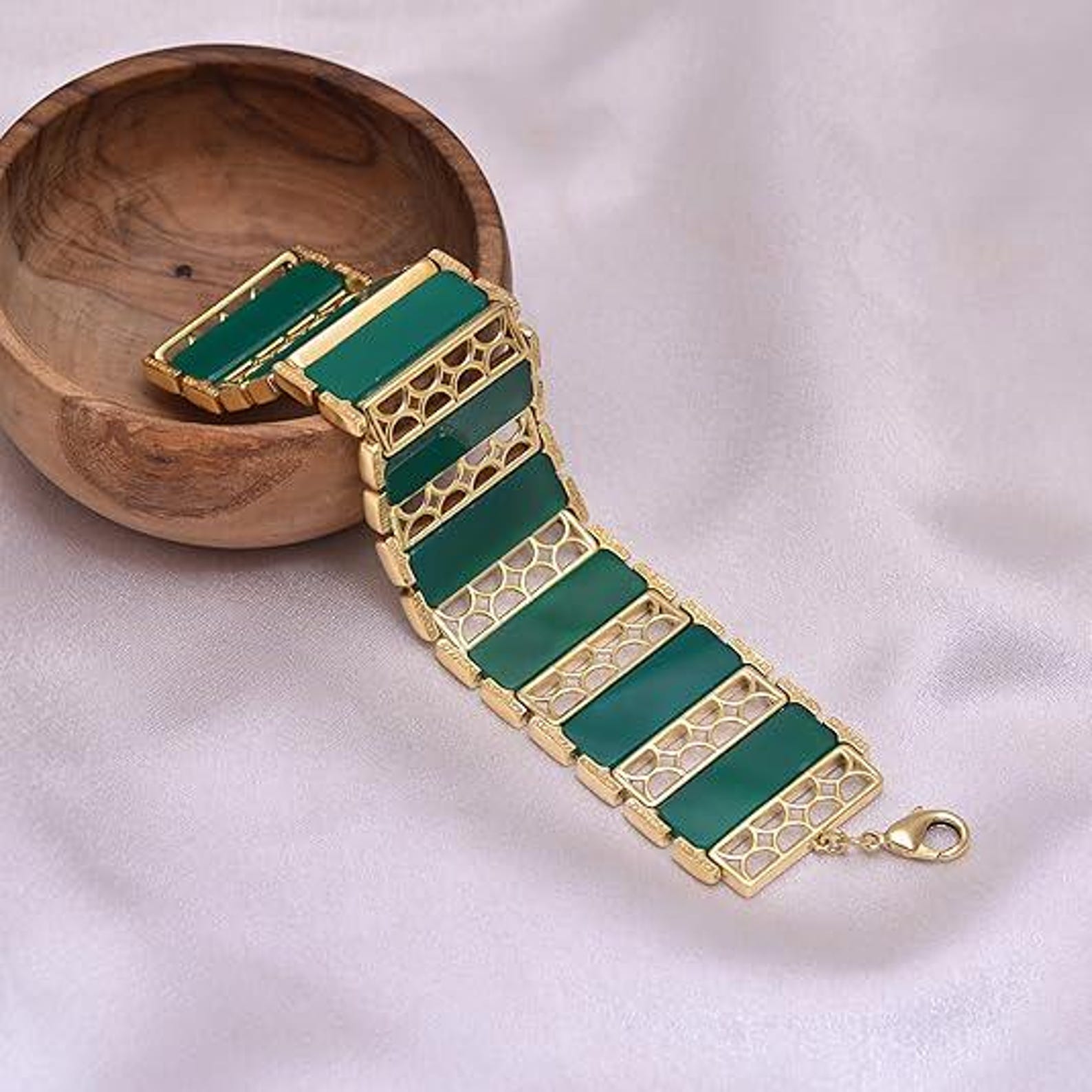Huar Women's Wedding Bridal Crystal Rectangle Stone Wide Bangle ...