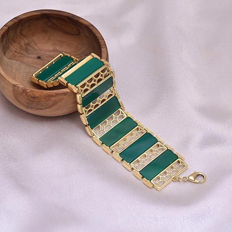 Huar Women's Wedding Bridal Crystal Rectangle Stone Wide Bangle ...