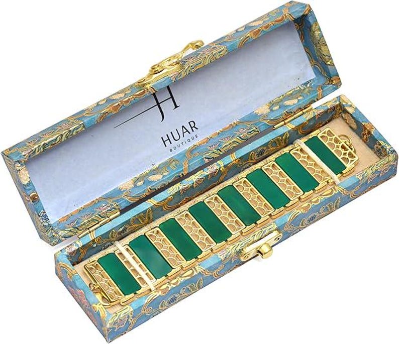 Huar Women's Wedding Bridal Crystal Rectangle Stone Wide Bangle ...