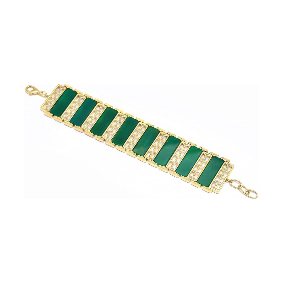 Huar Women's Wedding Bridal Crystal Rectangle Stone Wide Bangle ...