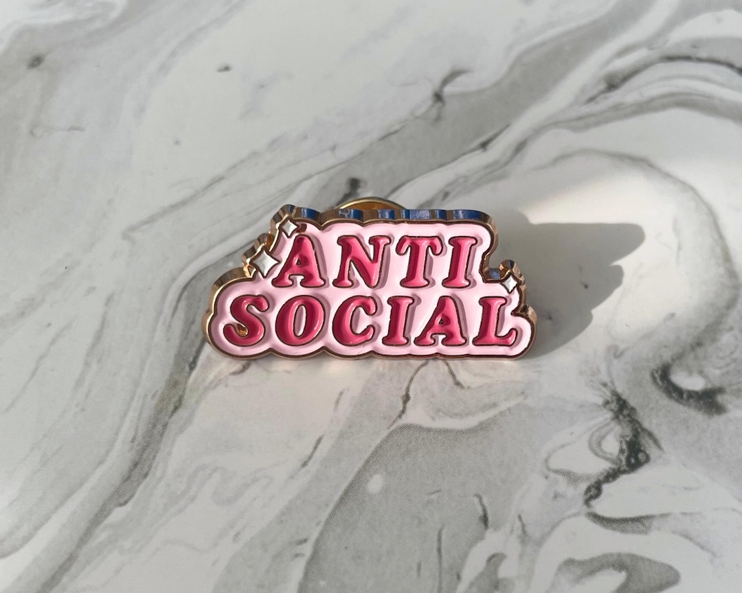 Pink Anti Social Enamel Pin: Funny Relatable Pin - Etsy