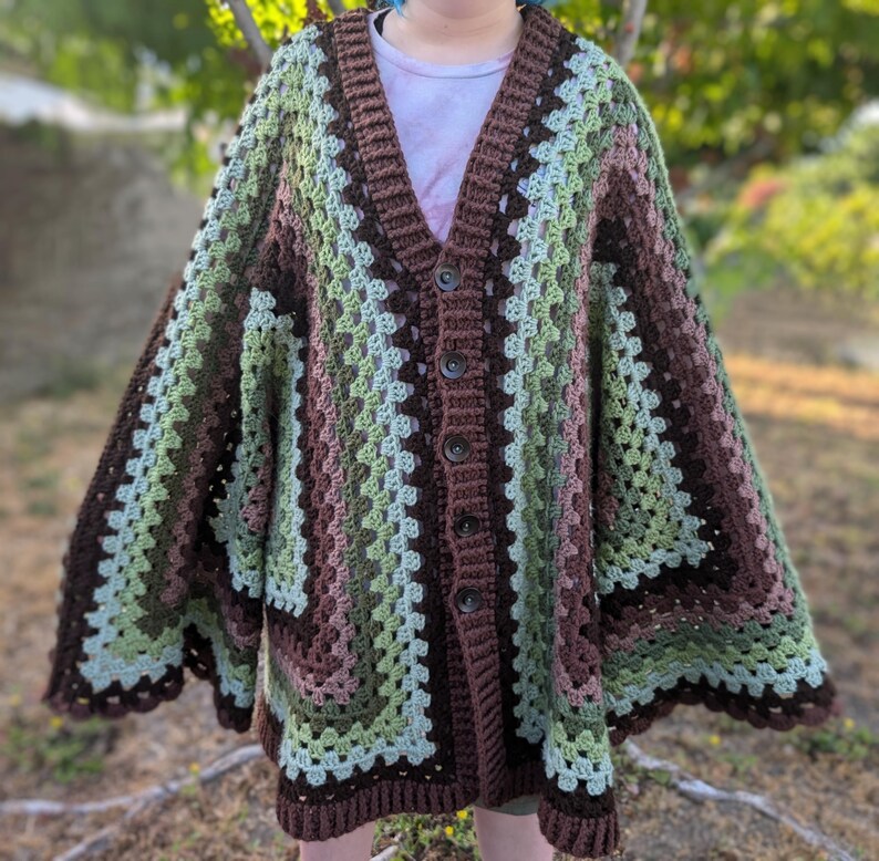 CUSTOM Flat Color Crochet Hex Granny Square Cardigan - Etsy