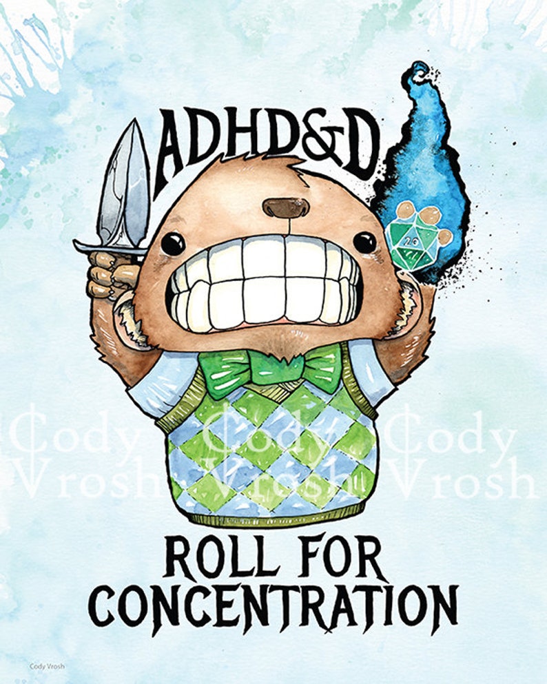 ADHD&D Bär Print, ADHD Geschenke, DnD Kunst, DnD Geschenke für Spieler ...