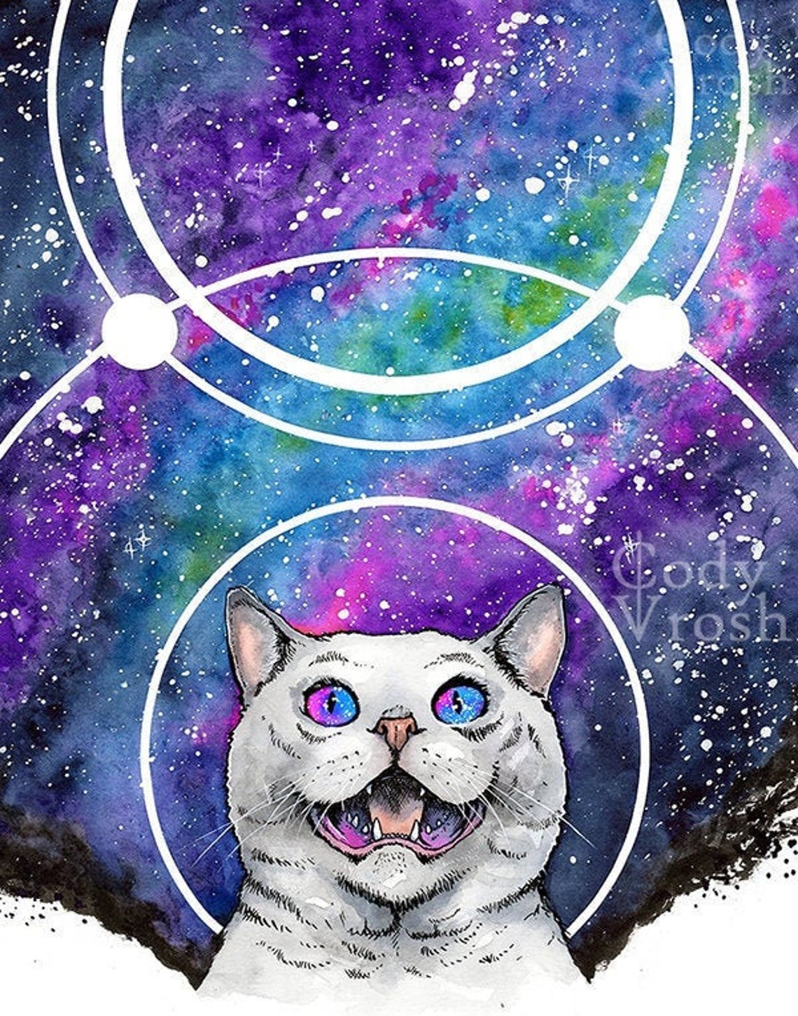 Space Cat Art, Space Art, Galaxy Print, Cat Art, Celestial Art, Space ...