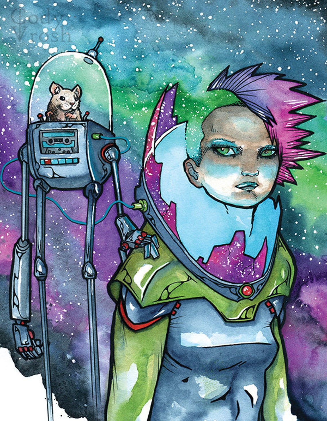 Hamster Mech 8.5x11 Watercolor Painting Art Print by Cody - Etsy