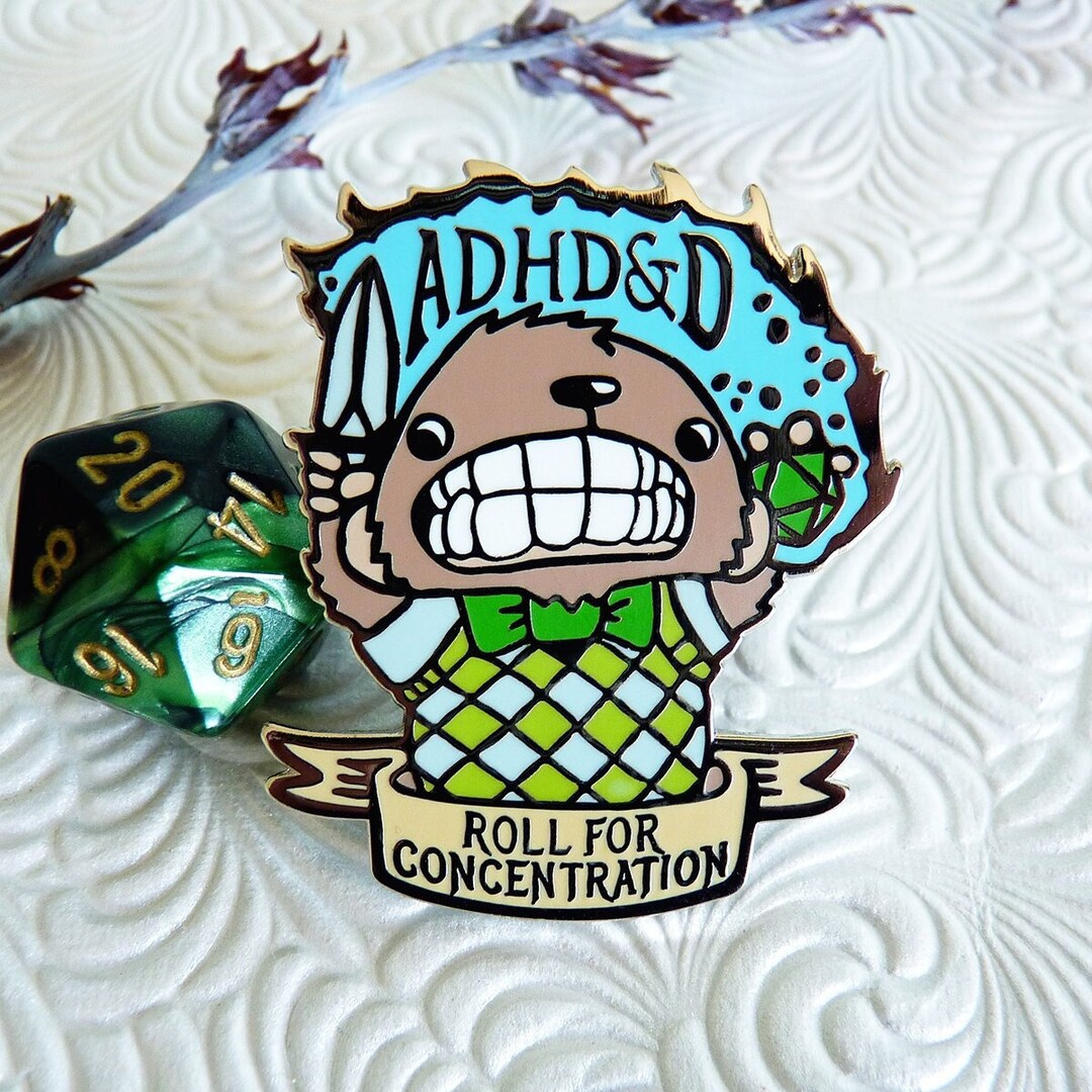 ADHD Pin, Dnd Enamel Pin, RPG Pin, D20 Pin, Dnd Gifts, D and D Gifts ...