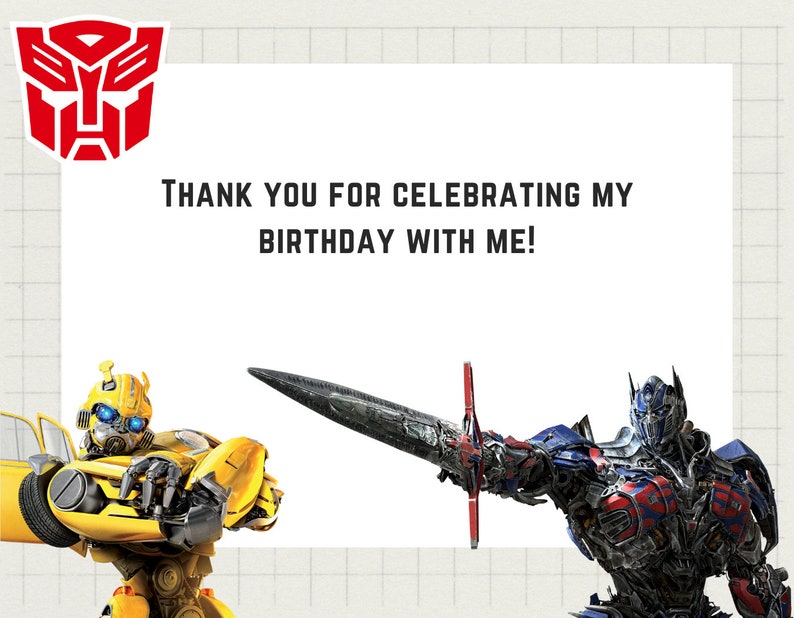 Printable Transformer Birthday Thank You Favor Tags - Etsy