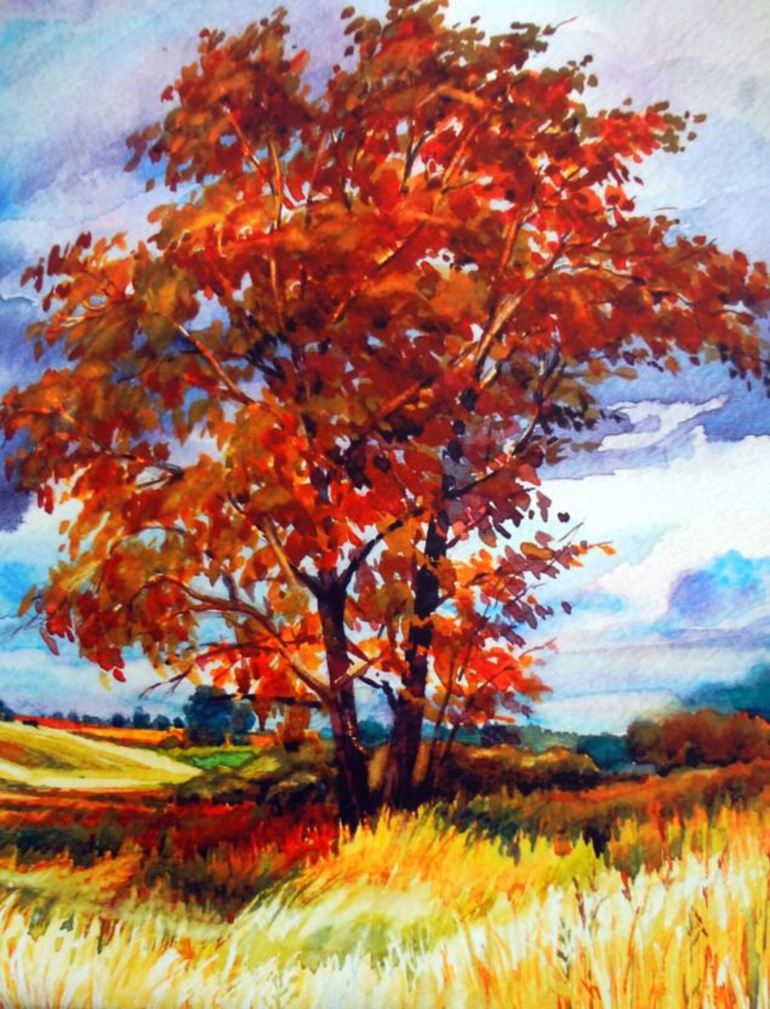 Watercolor Painting Print The Strong Winds. Wall | Etsy