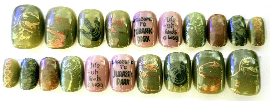 Jurassic Park Inspired Press on Nails Set 20pcs Short/square - Etsy