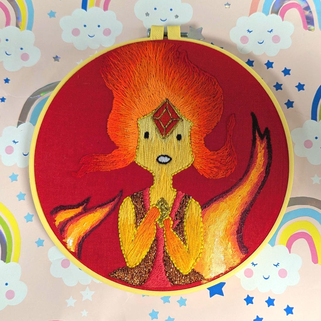 Flame Princess Adventure Time Hand Sewn Embroidery - Etsy