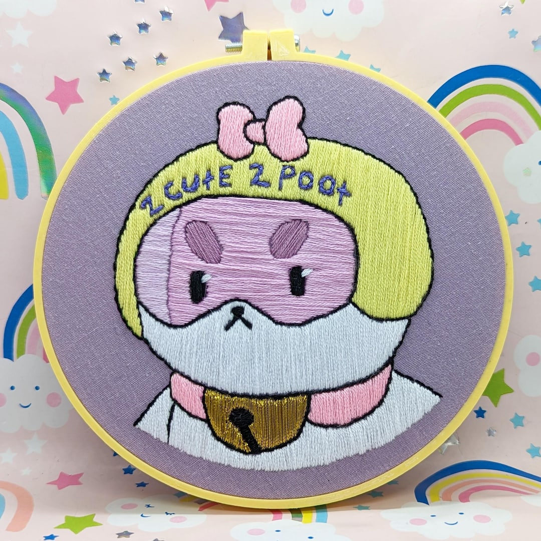 2 Cute 2 Poot Puppycat Hand Sewn Embroidery - Etsy
