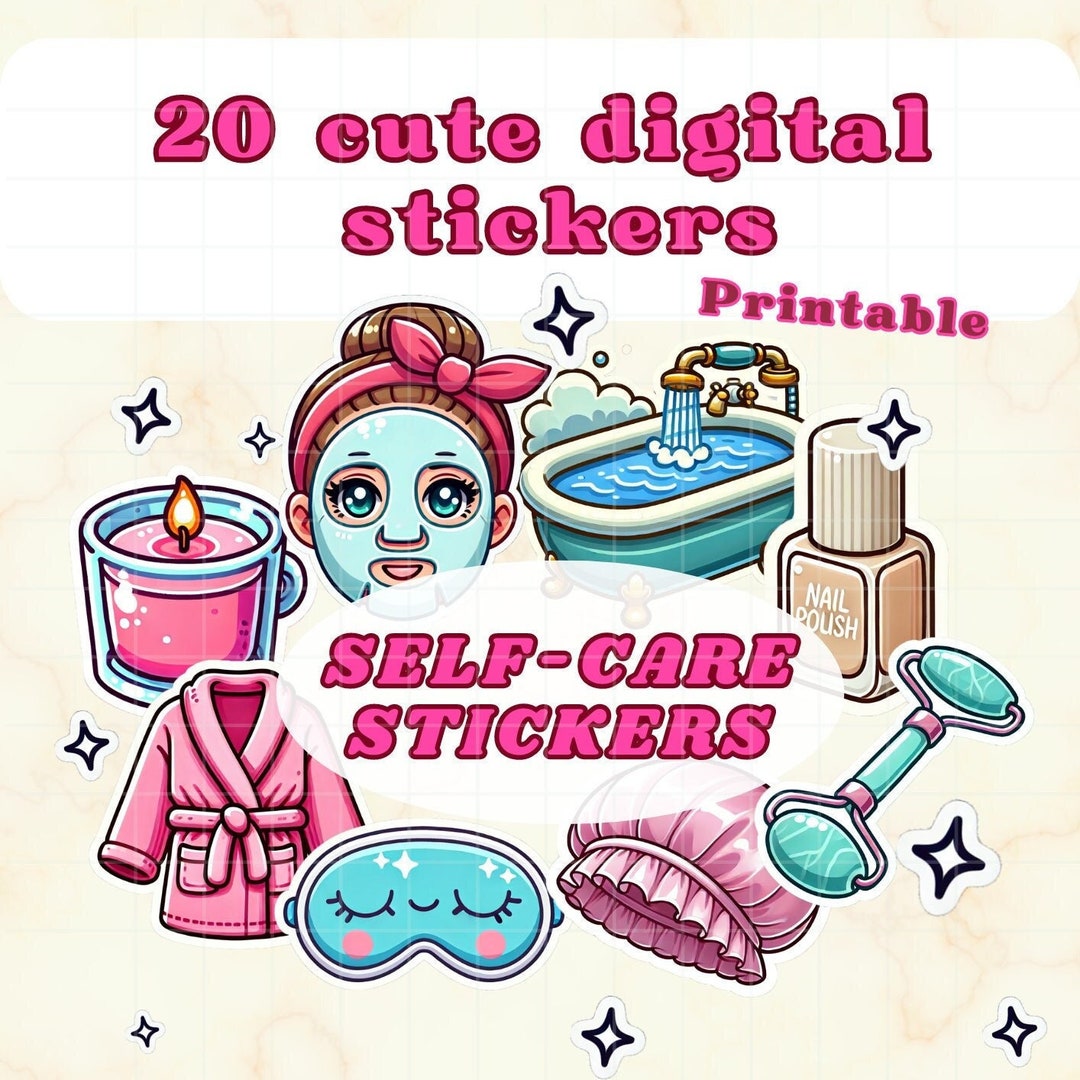Cute Digital Stickers for Planners, Cute Self-care Stickers, Self-care ...