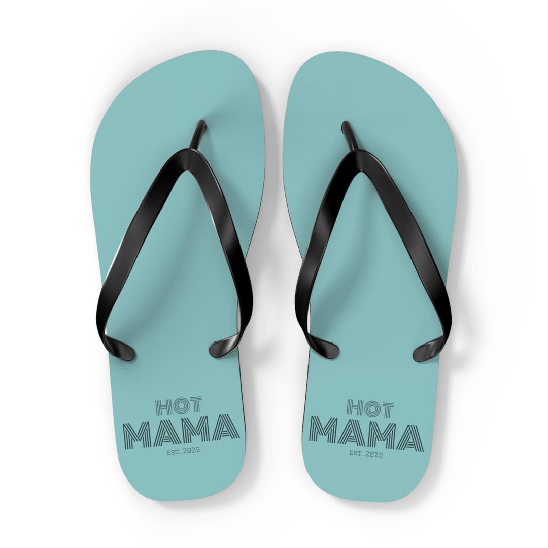 Frosted Cyan (green) Flip Flops, HOT MAMA EST 2025, Beach Sandals ...