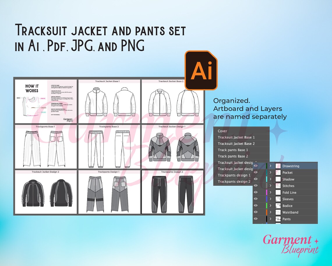 Streetwear Mockup Bundle Flat Drawing Tracksuit Vector Mockup Tracksuit ...