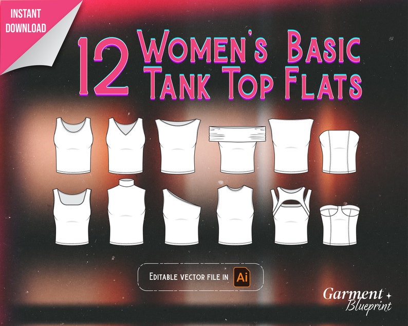 Fashion Mockup Tank Top Template Editable Women Fashion Vector Top in ...