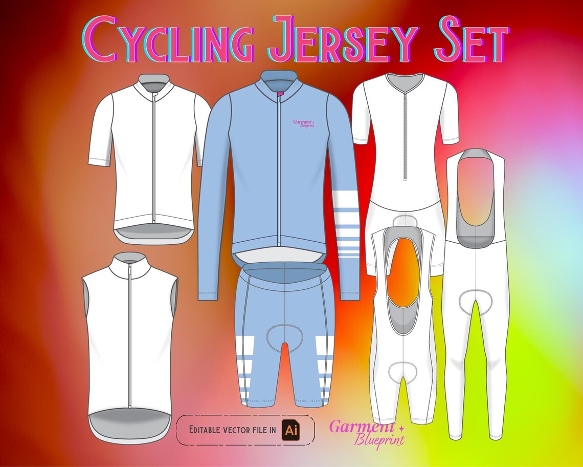 Cycling Jersey Vector Template Mockup Pack for Adobe Illustrator ...