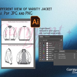 Varsity Jacket Template Vector Ai Editable Varsity Jacket Flat Drawing ...