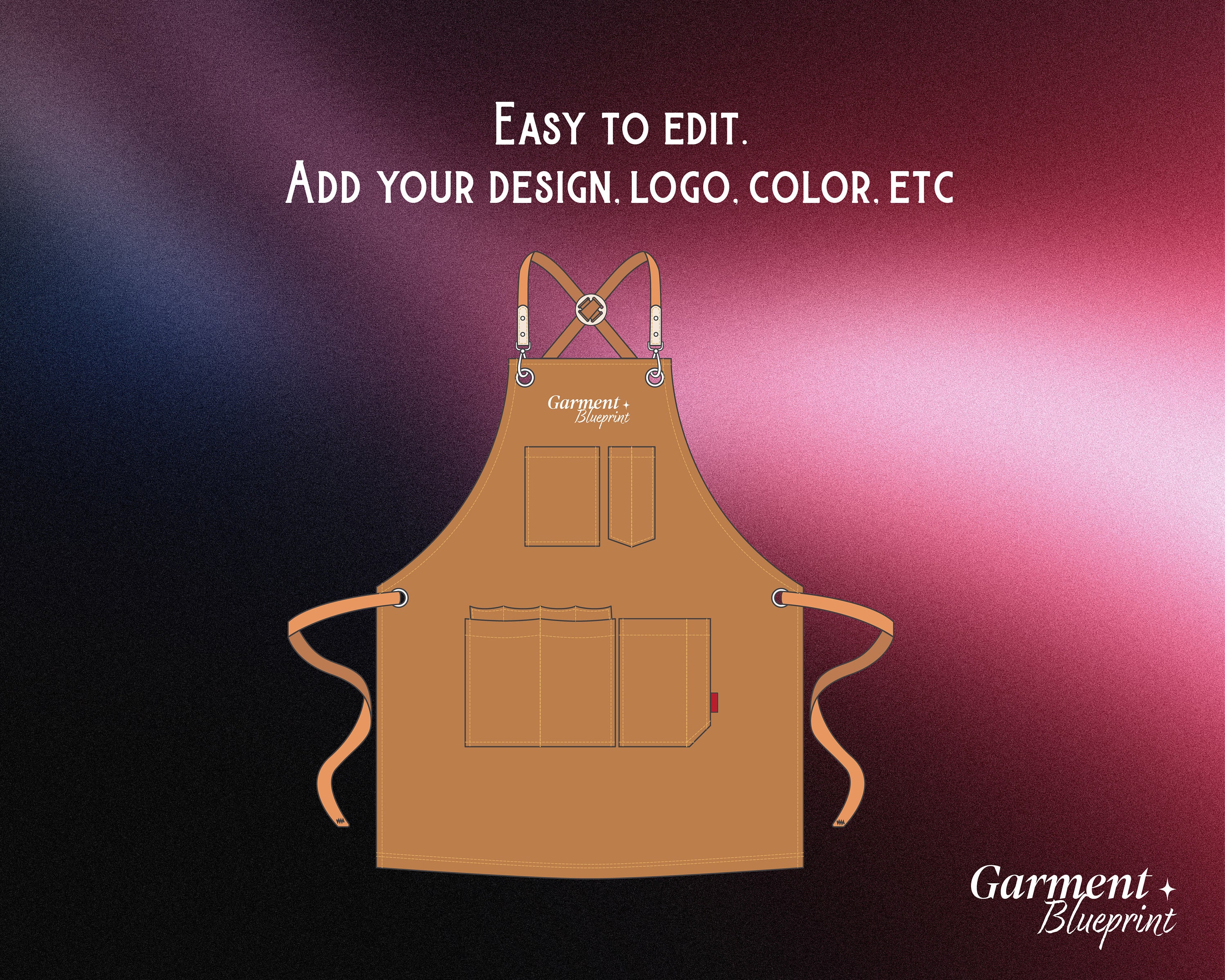 Editable Apron Template Vector: Kitchen, Cafe, Barista, Woodworking (ai ...