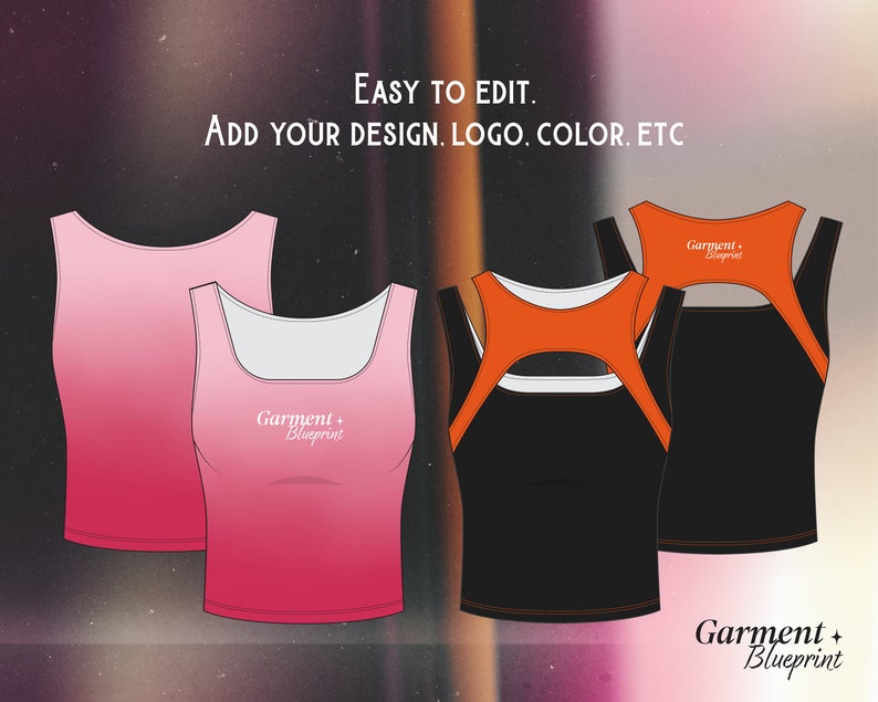 Fashion Mockup Tank Top Template Editable Women Fashion Vector Top in ...
