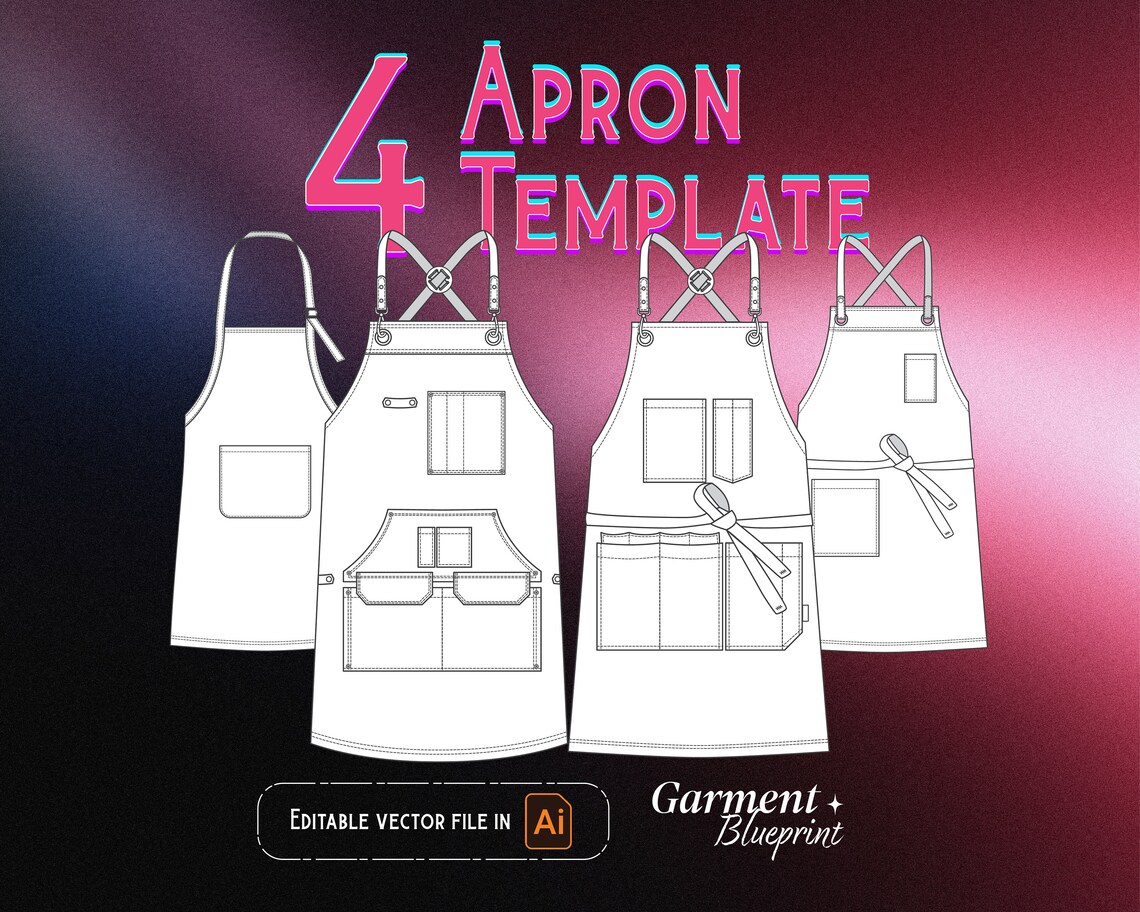Editable Apron Template Vector: Kitchen, Cafe, Barista, Woodworking (ai ...