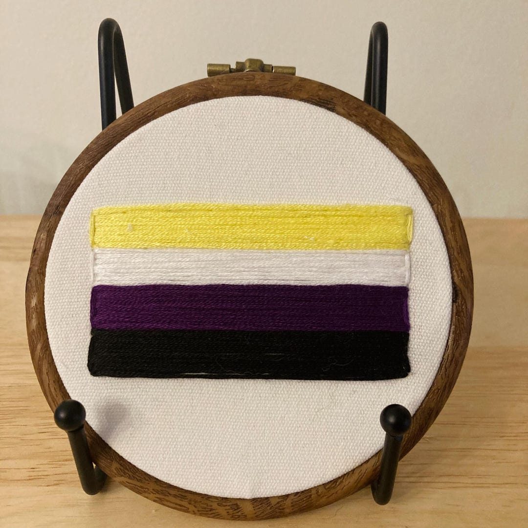 Pride Flag Nonbinary LGBTQIA Hanging Embroidery 4” - Etsy