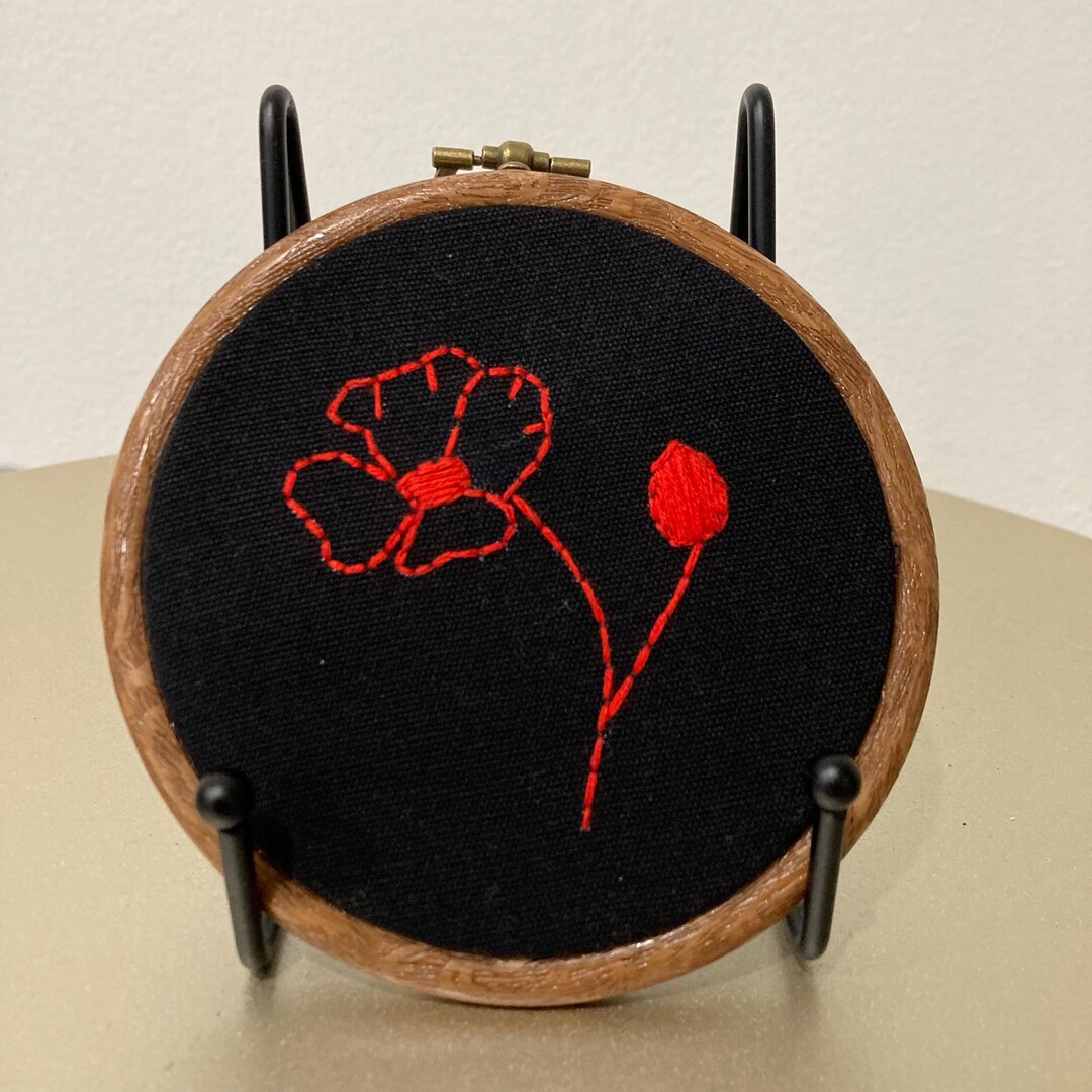 Red and Black Poppy Hanging Embroidery - Etsy