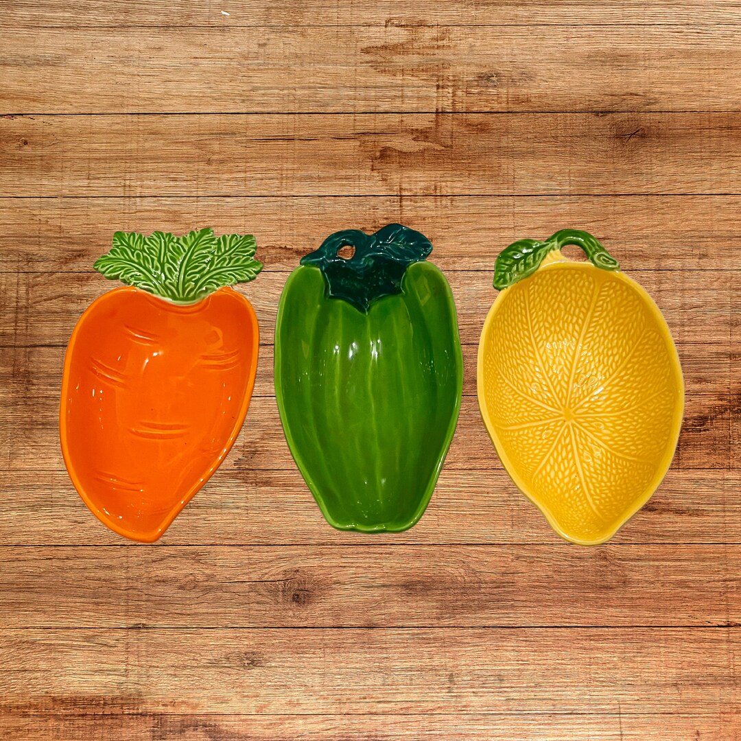 Vintage Ceramic Hand Painted Bowls Carrot Green Bell Pepper Lemon Corn ...