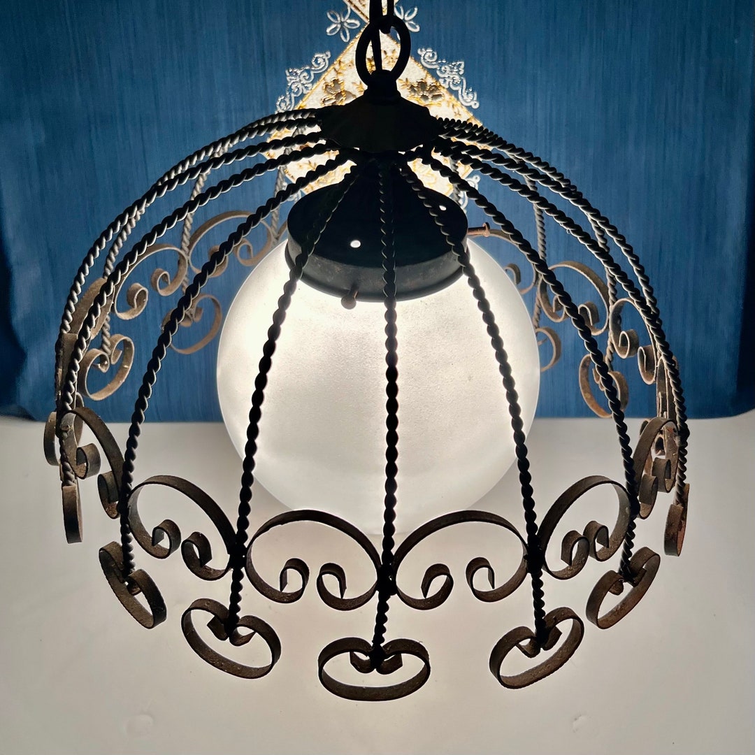 Vintage MCM Arthur Umanoff Hanging Scroll Light Fixture Mid Century ...