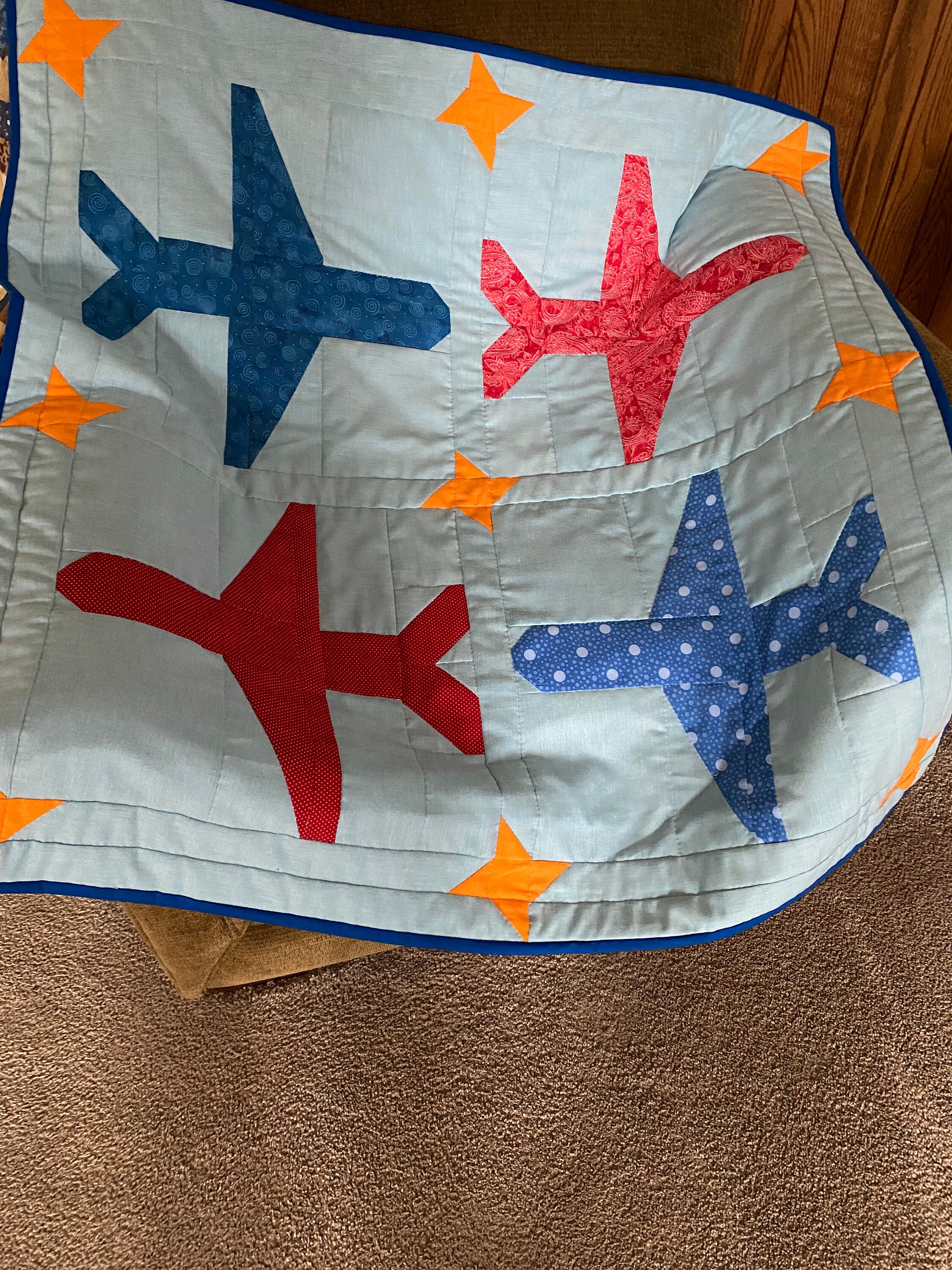 Airplane Baby Quilt Handmade Hand Quilted - Etsy