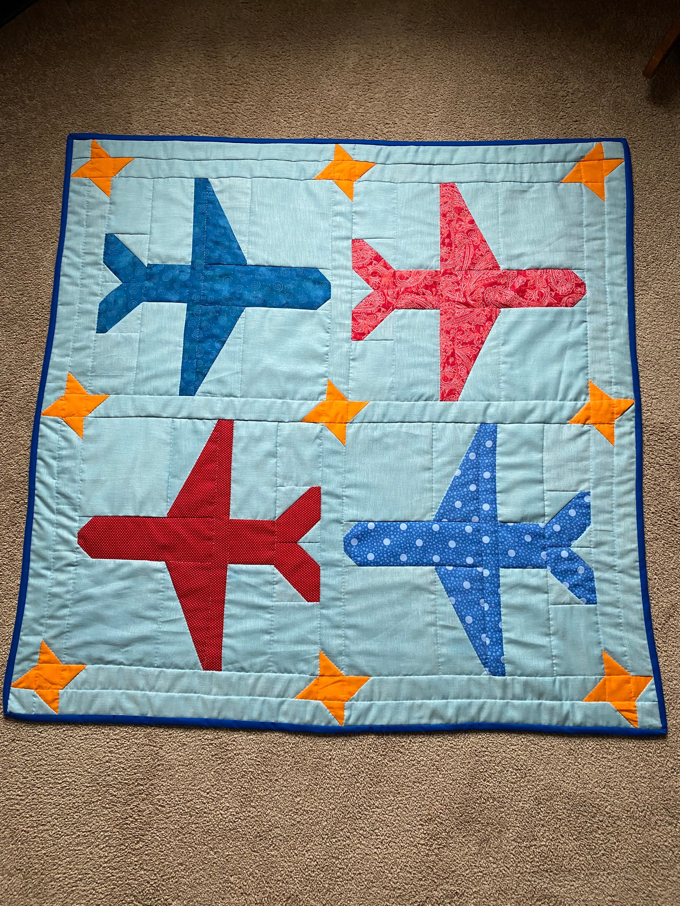 Airplane Baby Quilt Handmade Hand Quilted - Etsy