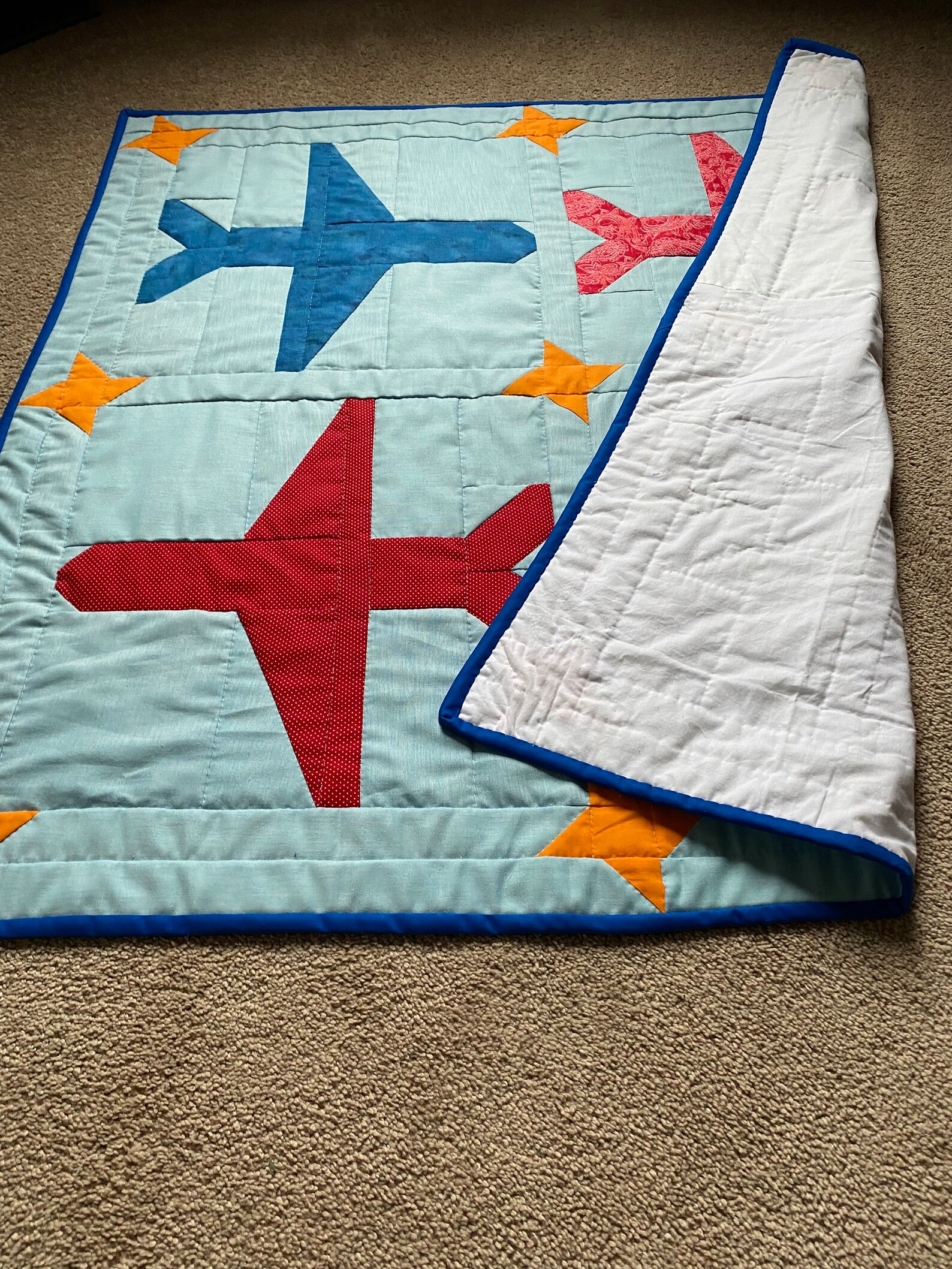 Airplane Baby Quilt Handmade Hand Quilted - Etsy