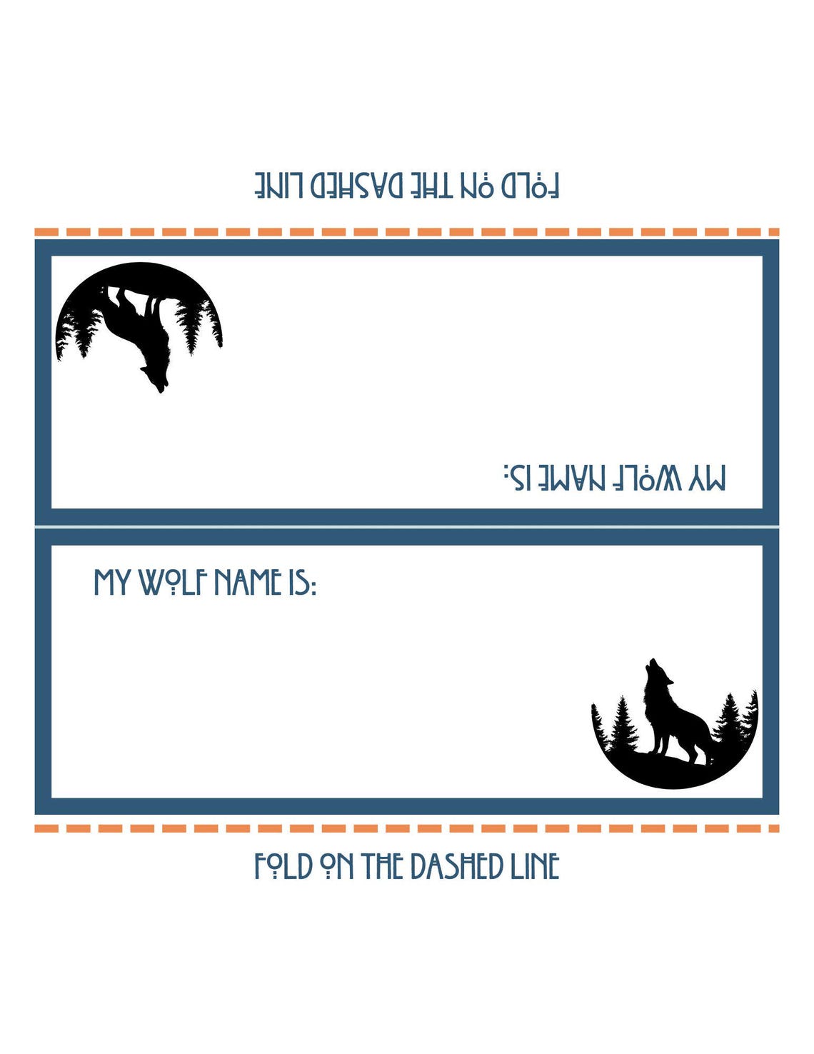 Place Cards for Wolf Game, Wolf Themed Birthday Party, Easy to Print ...