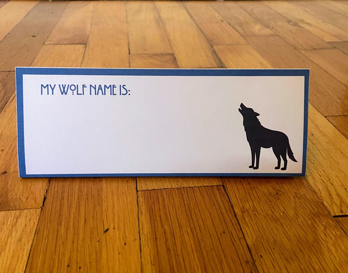 Place Cards for Wolf Game, Wolf Themed Birthday Party, Easy to Print ...