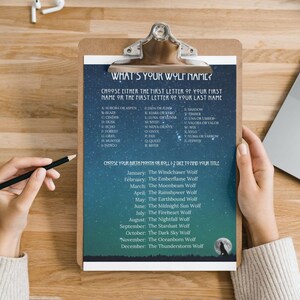 Wolf Name Party Game Printable for Wolf or Nature-themed Kids Party ...