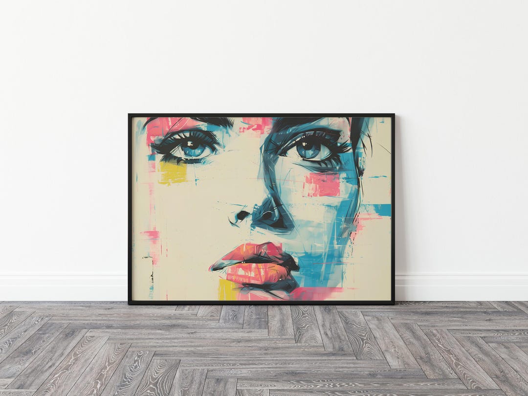 Abstract Portrait Pop Art Print Bold Home Decor Introspective Wall Art ...