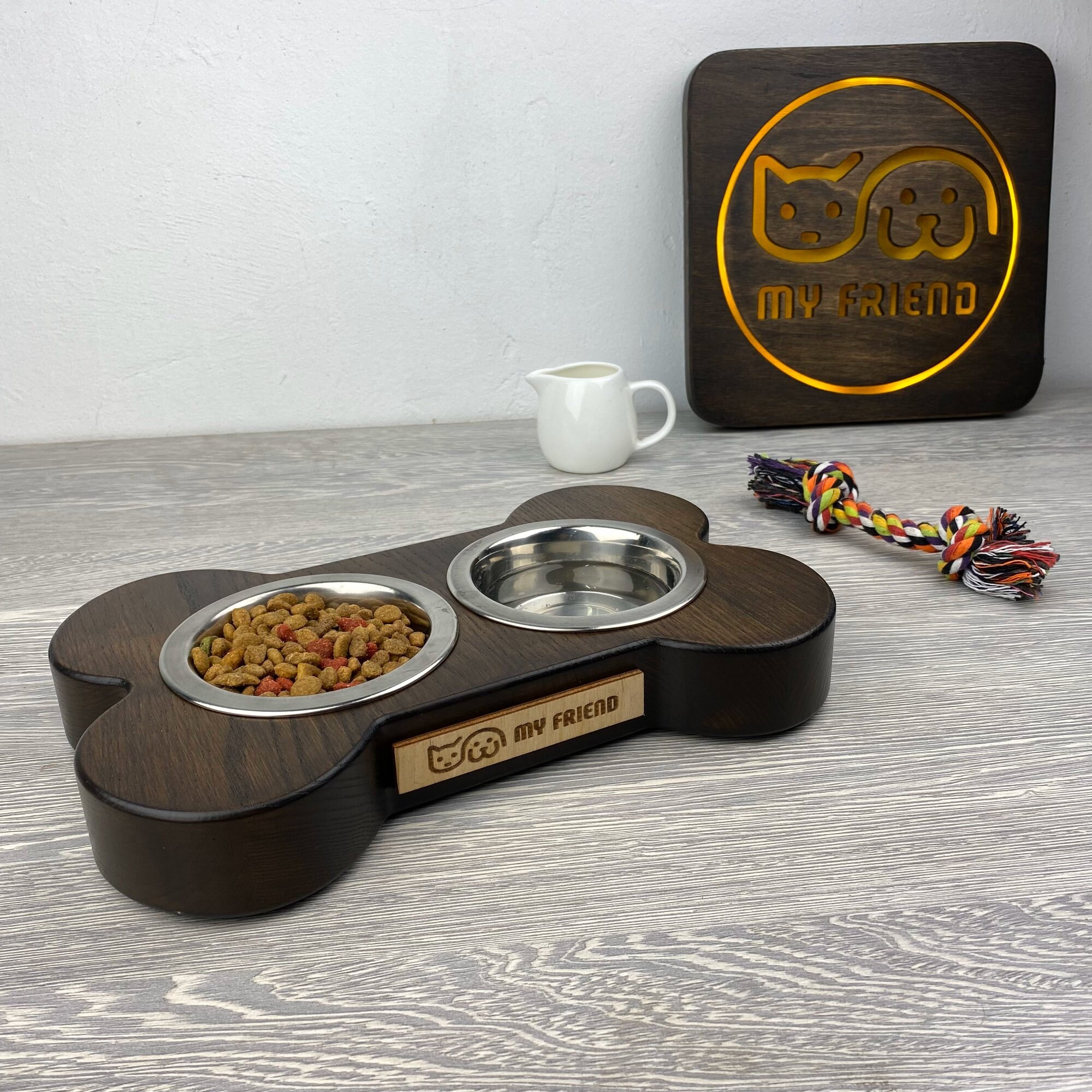 Bone Stand for Dog Bowl. Dog Bowl Stand. 2 Bowl Stand for Small Dogs ...