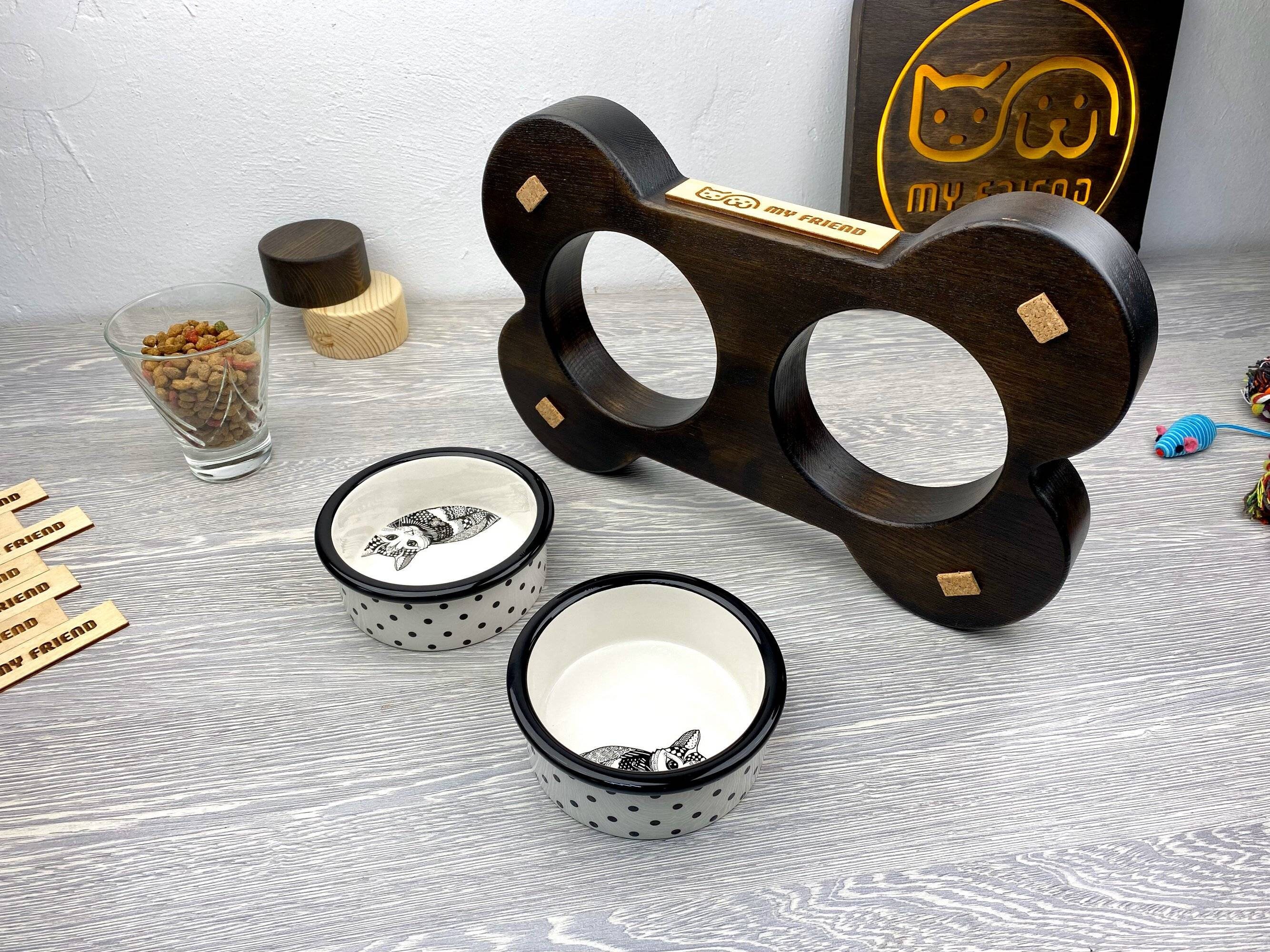 Bone Stand for Dog Bowl. Dog Bowl Stand. 2 Bowl Stand for Small Dogs ...