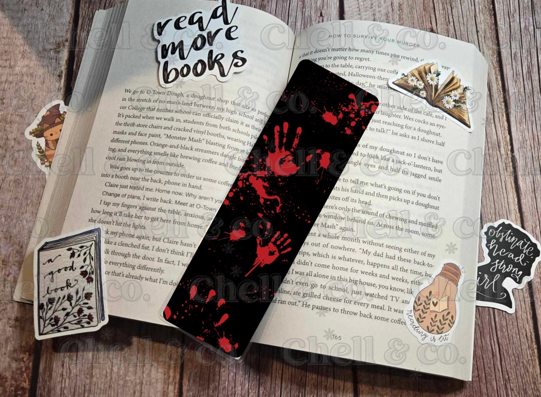 Bloody Handprints Bookmark Horror-themed Design Spooky Reading ...