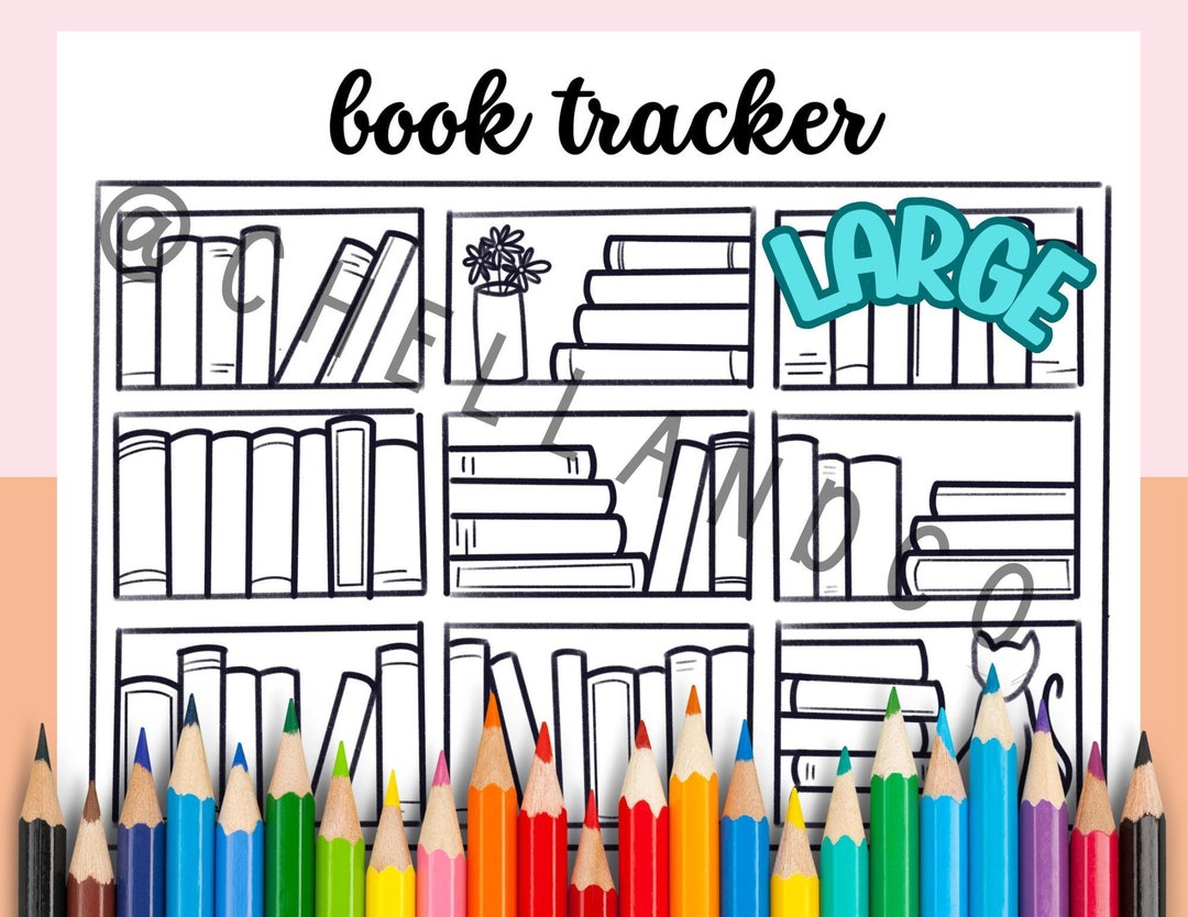 Large Printable Book Tracker - 54 Fillable Books - Bookshelf Book ...