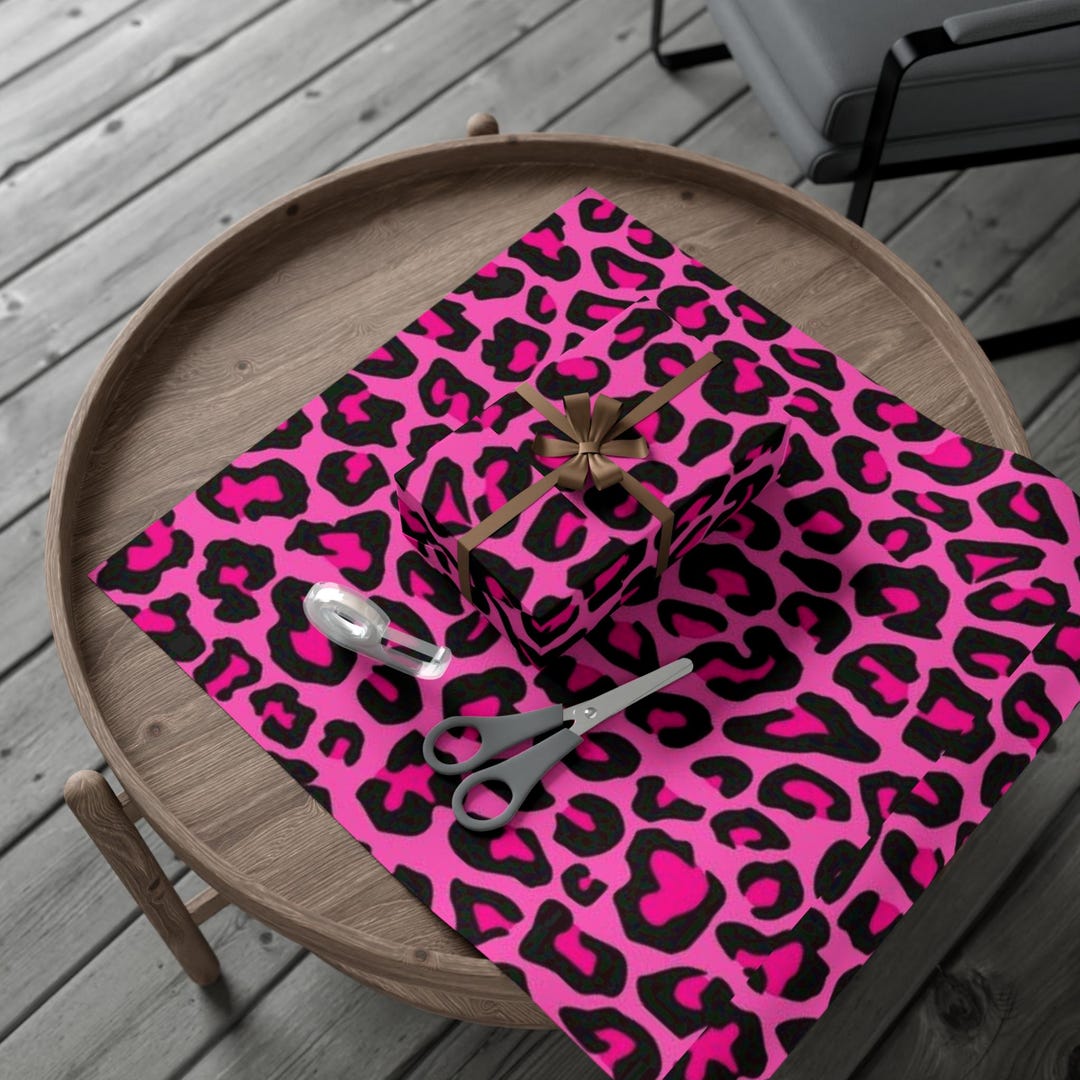 Pink Leopard Print Wrapping Paper for Christmas, Birthdays, and ...