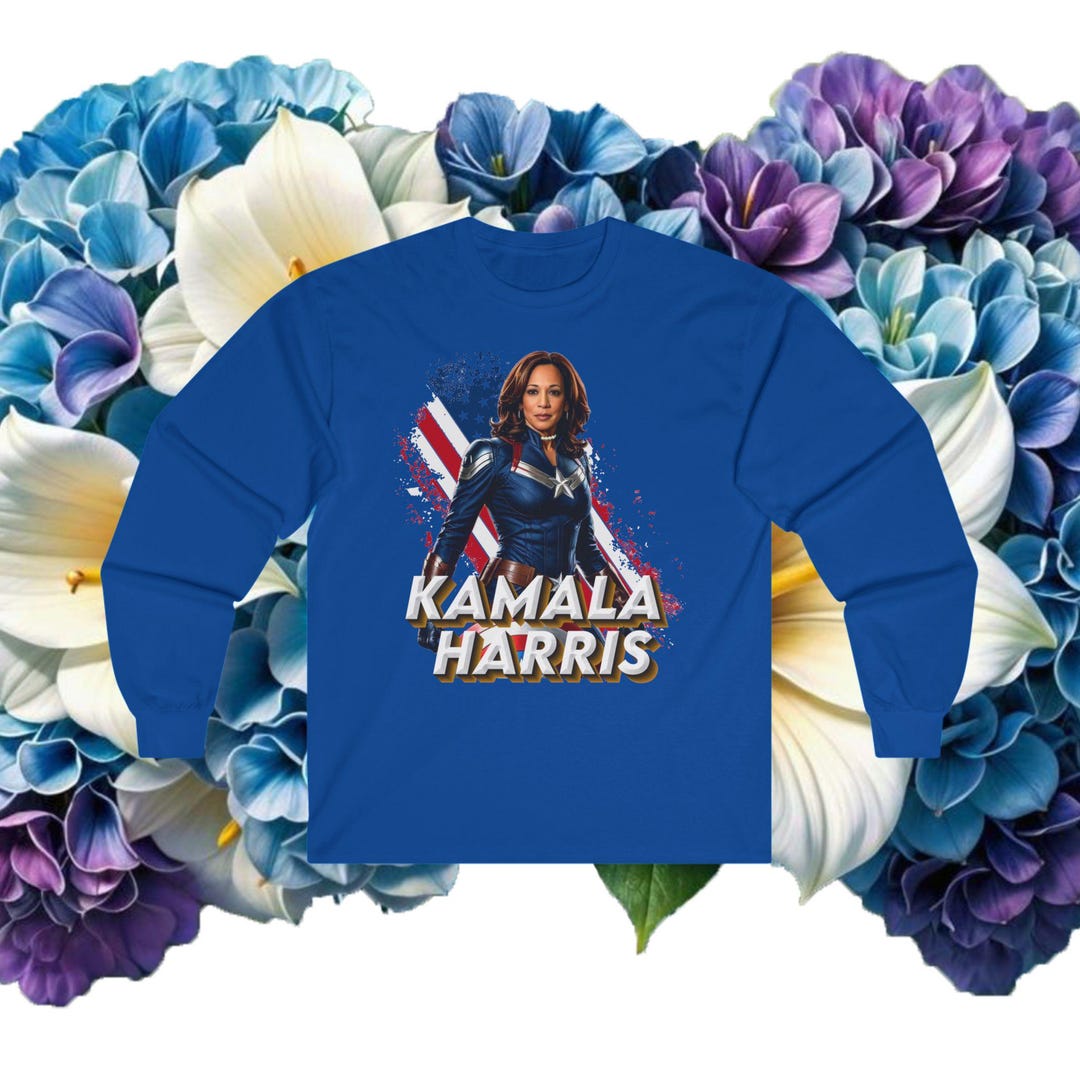 Kamala Harris as Captain America Long Sleeve Tee AI Meme Design - Etsy