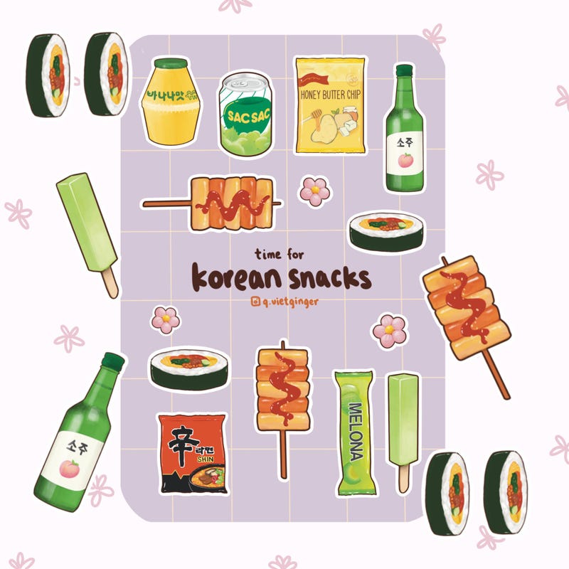 Cute Korean Food Stickers - Etsy