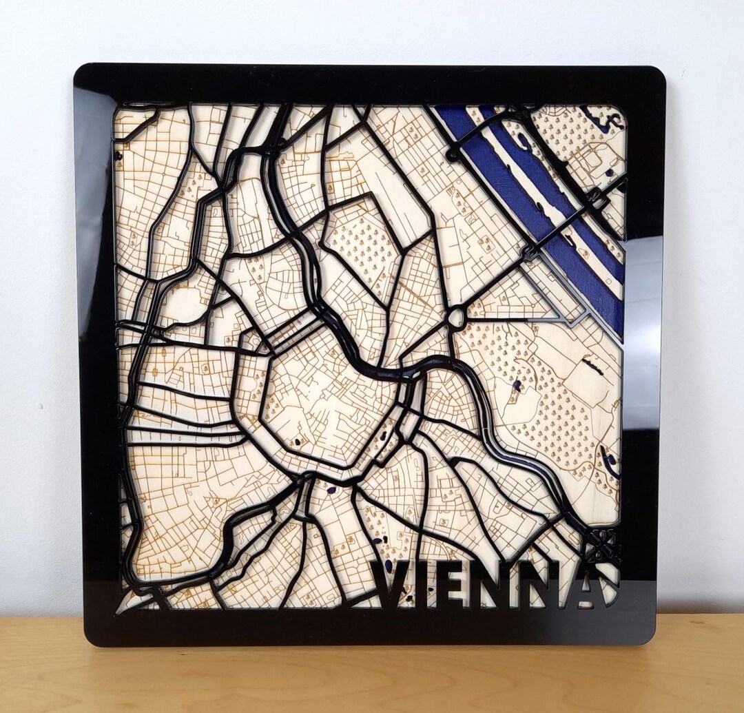 Wooden Map of Vienna Gift for Her City Map - Etsy