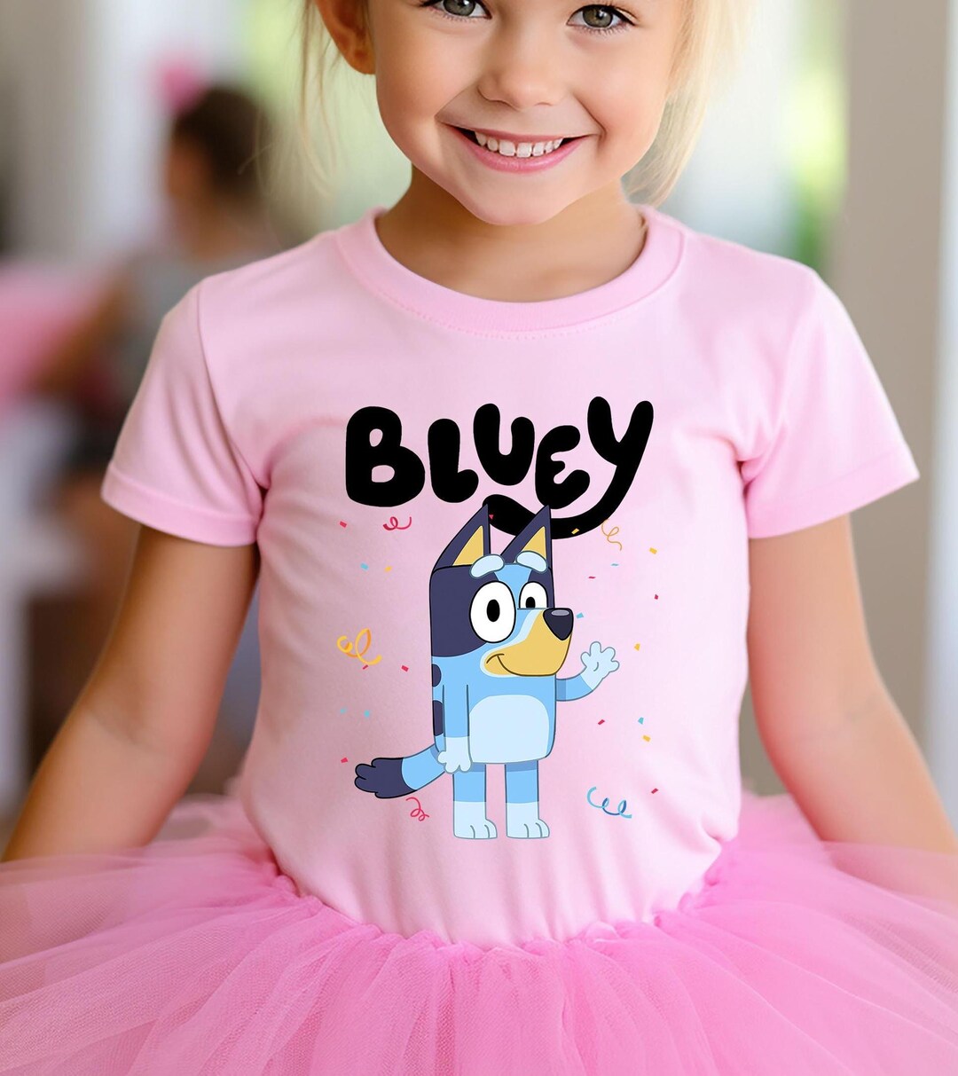 Custom Bluey Girls Birthday Tee , Personalised Name and Age Blue Dog ...