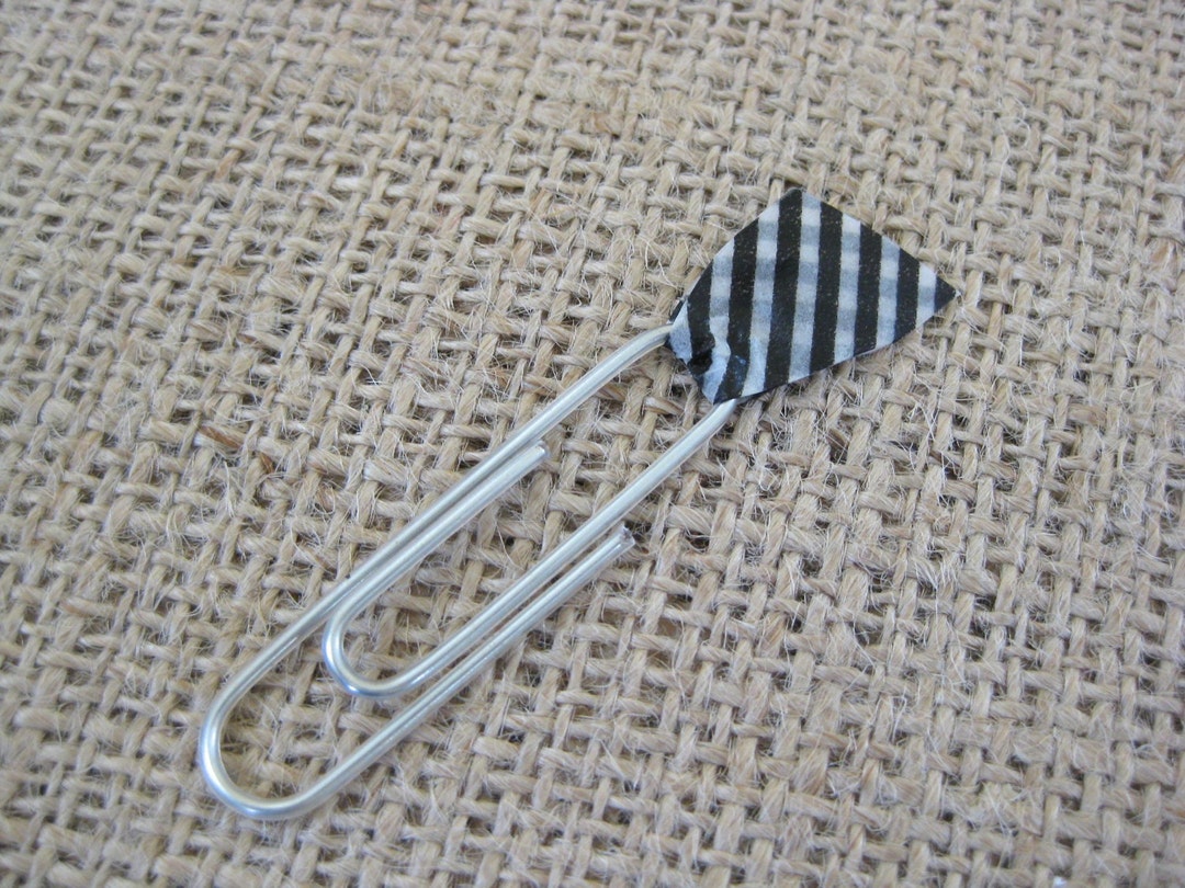Decorative Washi Tape Paper Clips, Set of 10, Black Stripe - Etsy